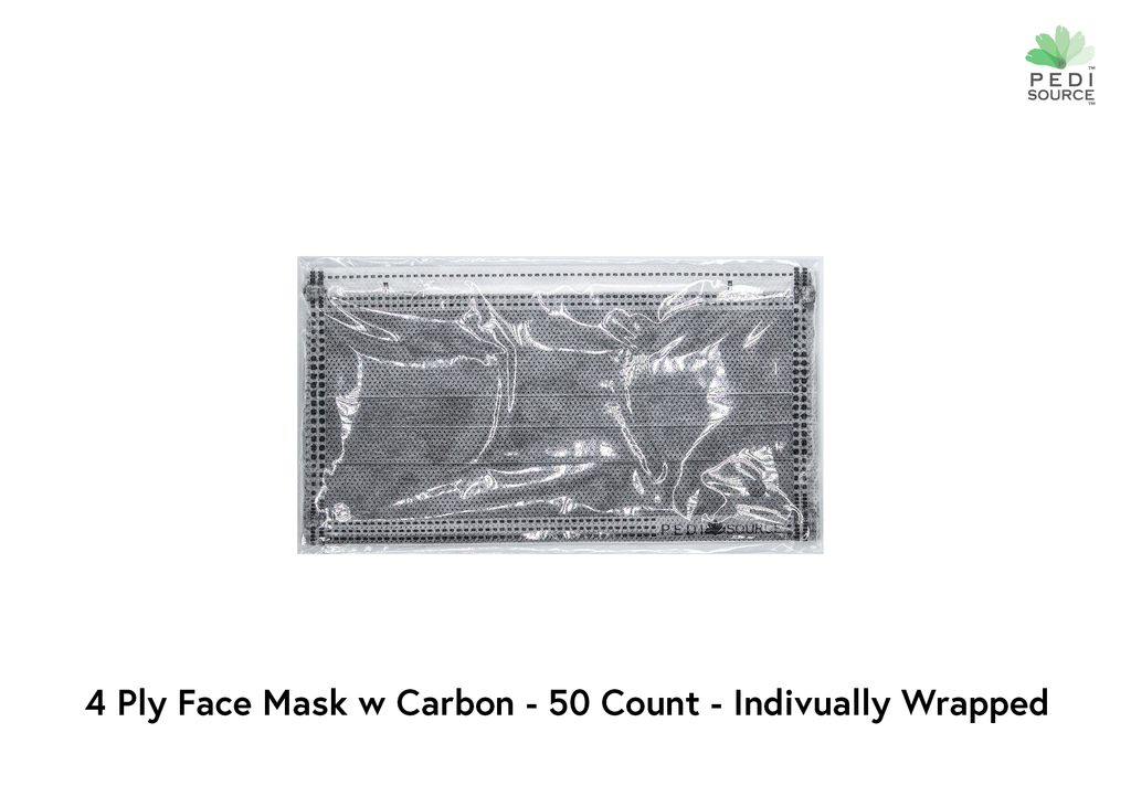4 Ply Face Mask Carbon - 50 Count Box - Individually Wrapped ...